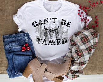 Can't Be Tamed PNG Digital Download Design Png Western Cow Skull - Etsy
