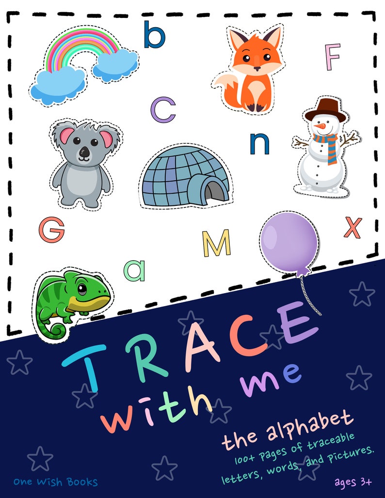 Printable Trace and Color Worksheet Book, 100 Pages, A-Z, Fun Traceable ...