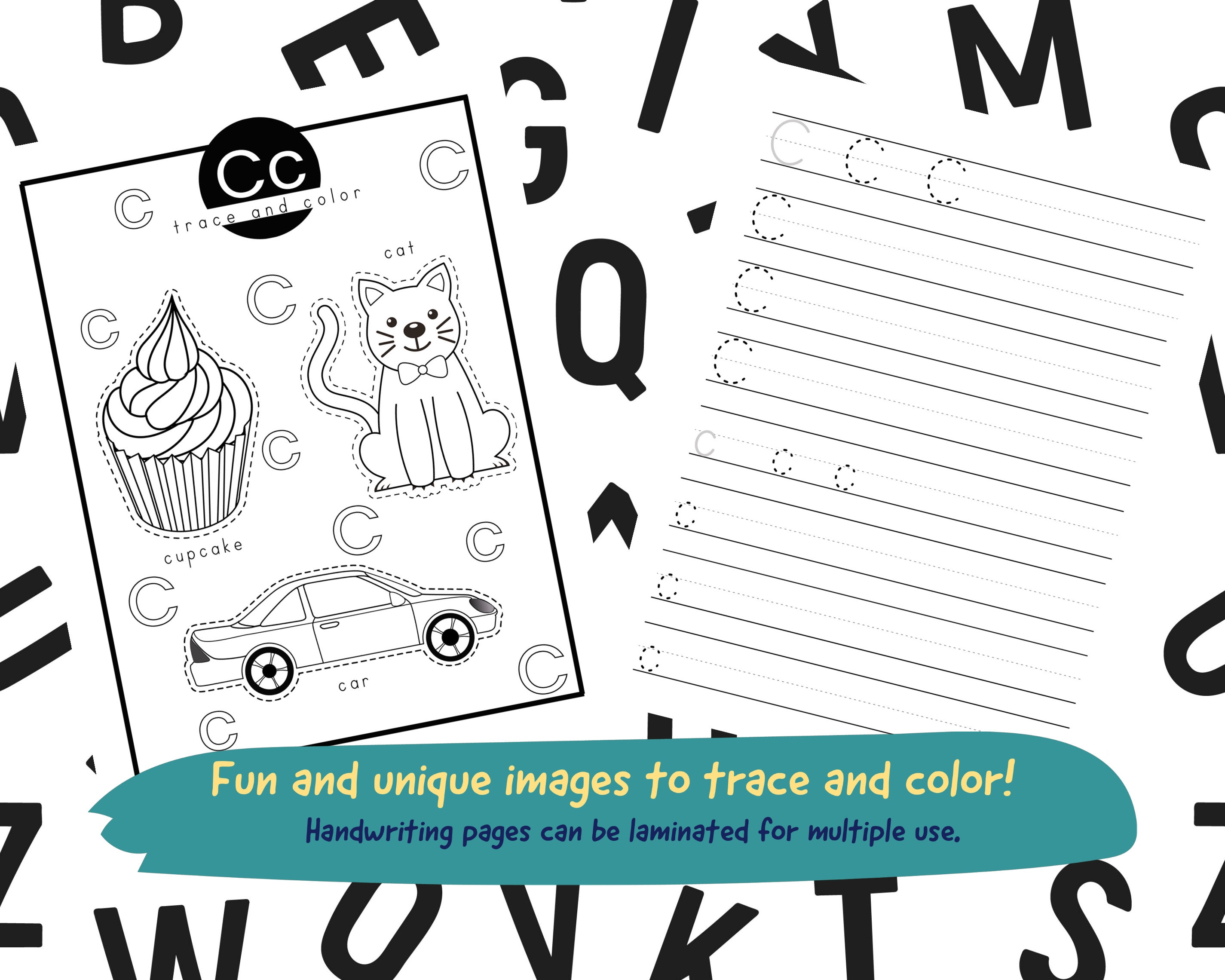 Printable Trace and Color Worksheet Book, 100 Pages, A-Z, Fun Traceable ...