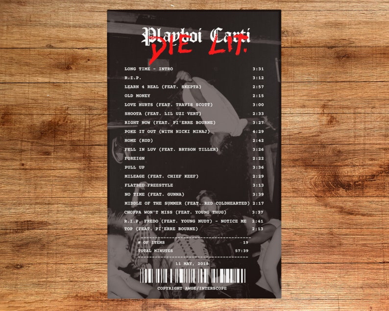 Rap Receipt Rug Die Lit Playboi Carti Rug Rap Album Rug - Etsy Canada