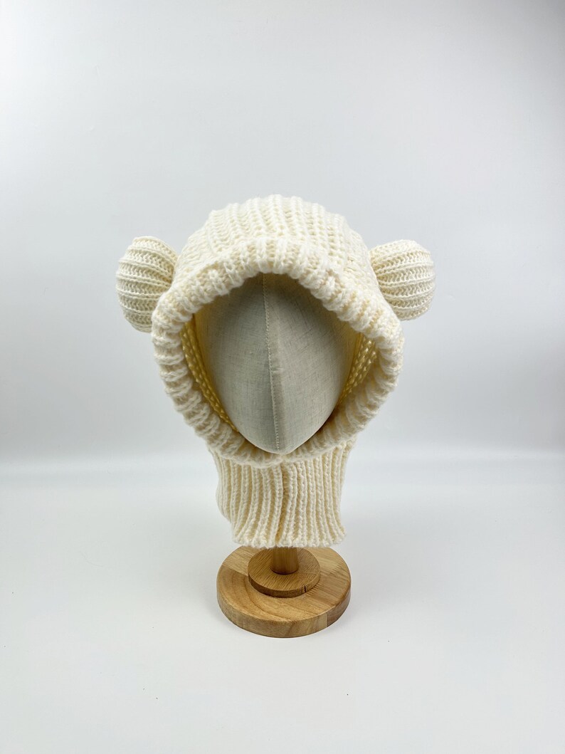 Cute Bear Hat / Warm Woolen Cap / Neck Cap / Ear Protection Knitted Cap ...