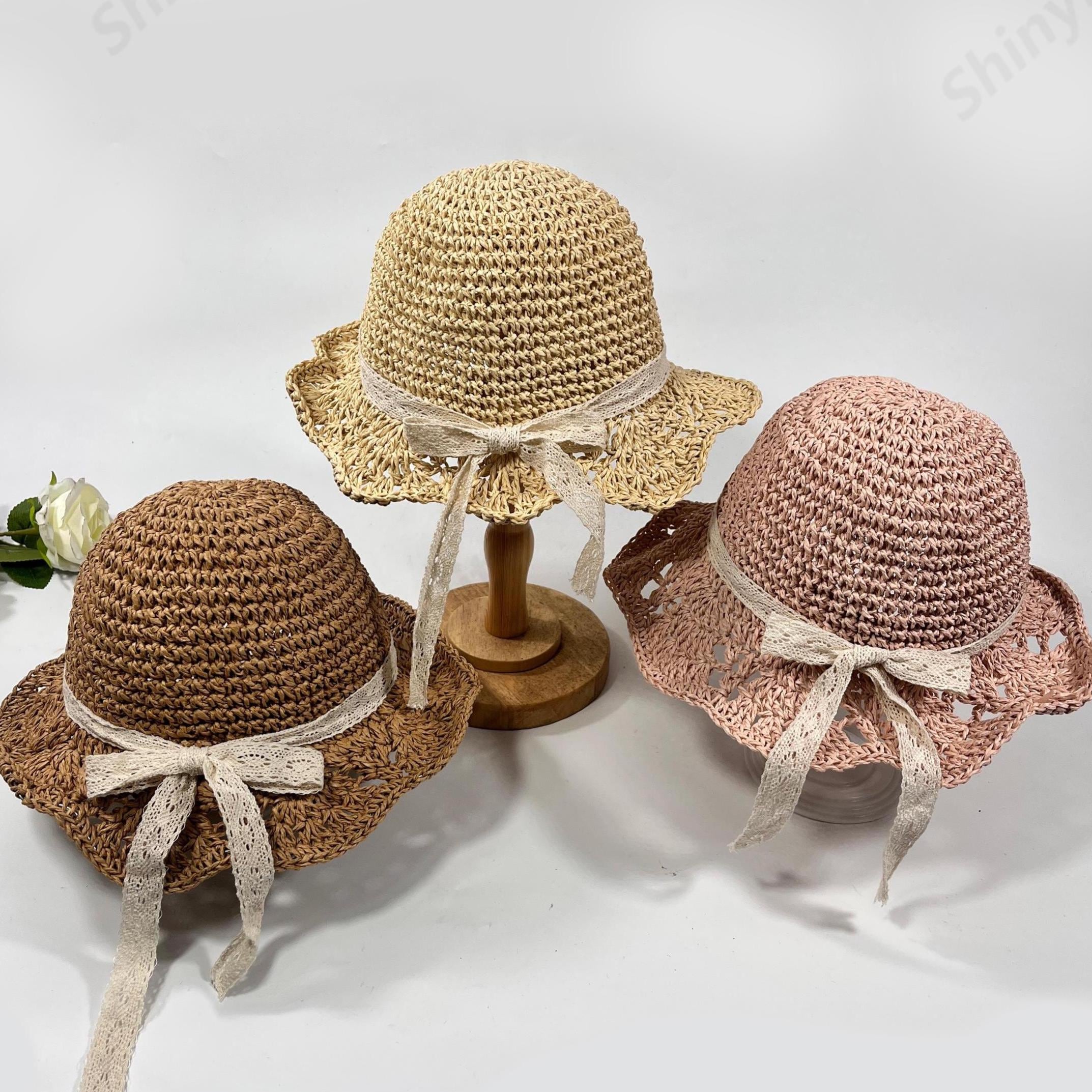 Baby Beach Hat / Girls Sun Hat / Lace Bow Straw Hat / Parent-child Sun ...