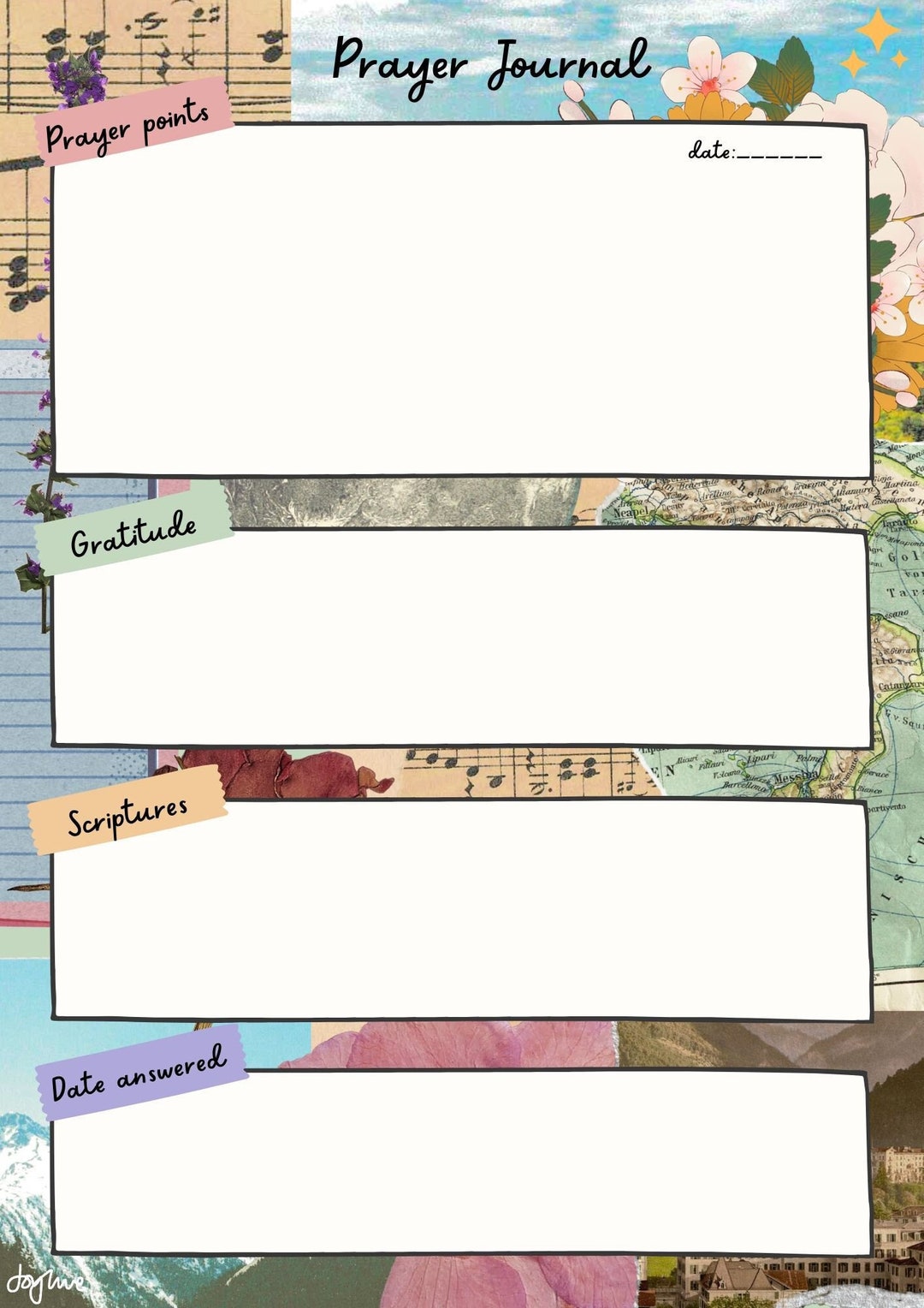 Prayer Journal, Printable, DOWNLOADABLE, Scrapbooking Theme - Etsy