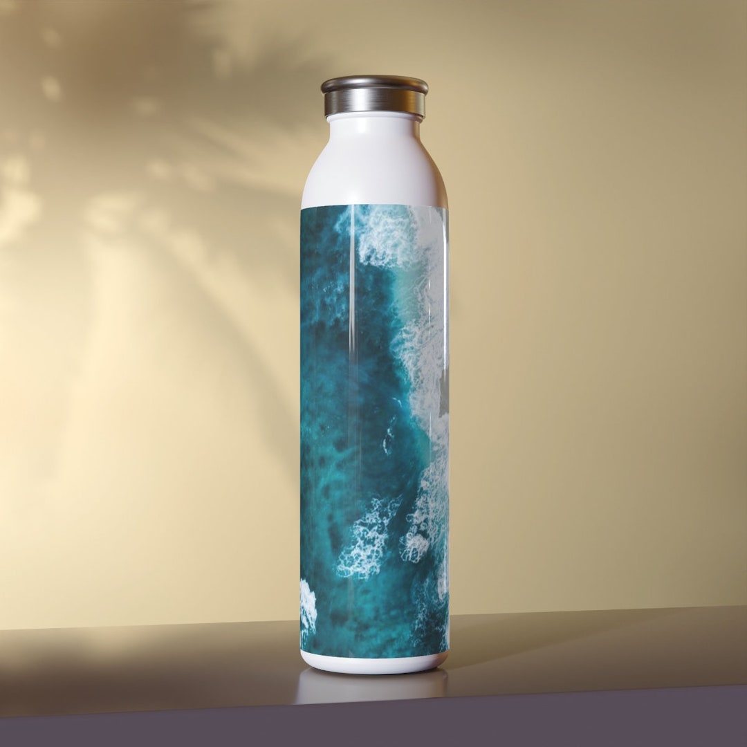 Slim Water Bottle With Ocean Shore Scene - Etsy