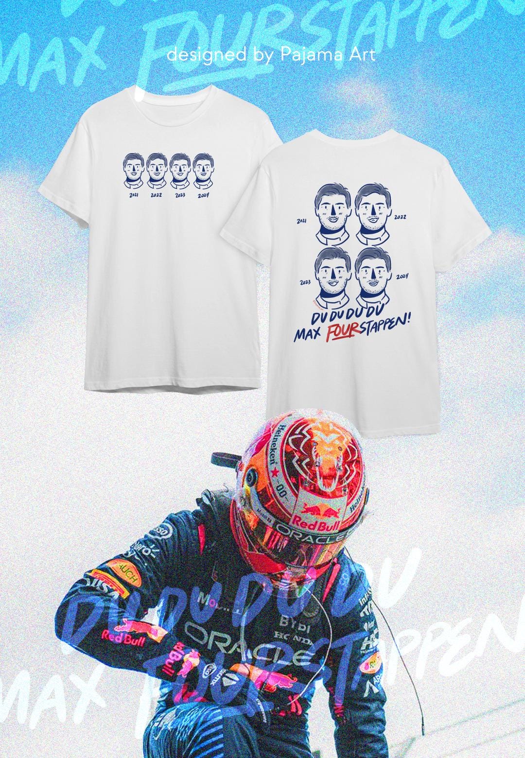 F1 Max Verstappen 2024 World Champion F1 Driver Tee by Pajama Art F1 T ...