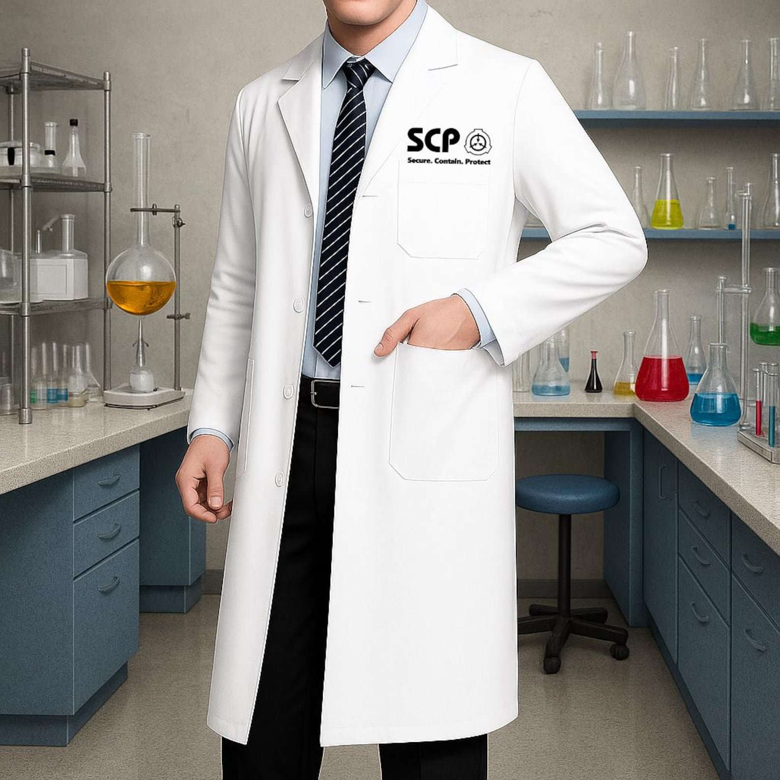 SCP Dr. Bright Lab Coat Cosplay Costume – SCP Foundation Scientist ...
