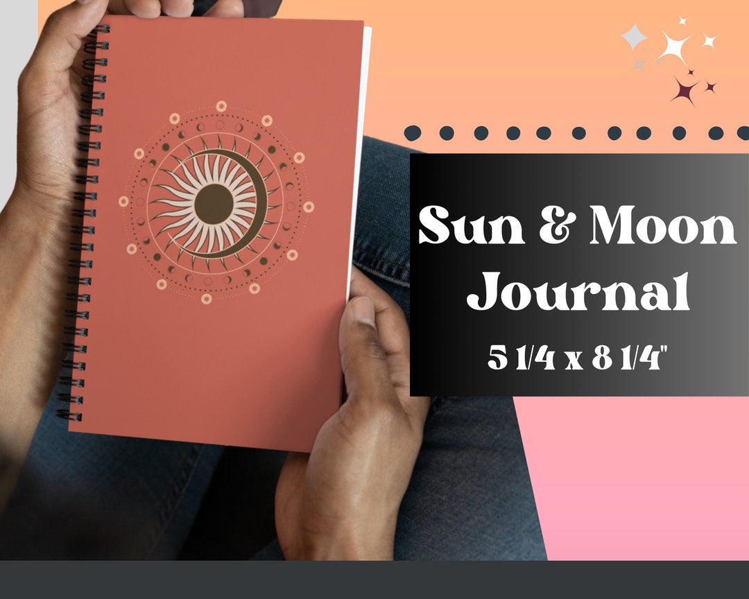 Sun and Moon Blank Dotted Spiral Notebook, Lunar Phases Celestial Journal - Etsy