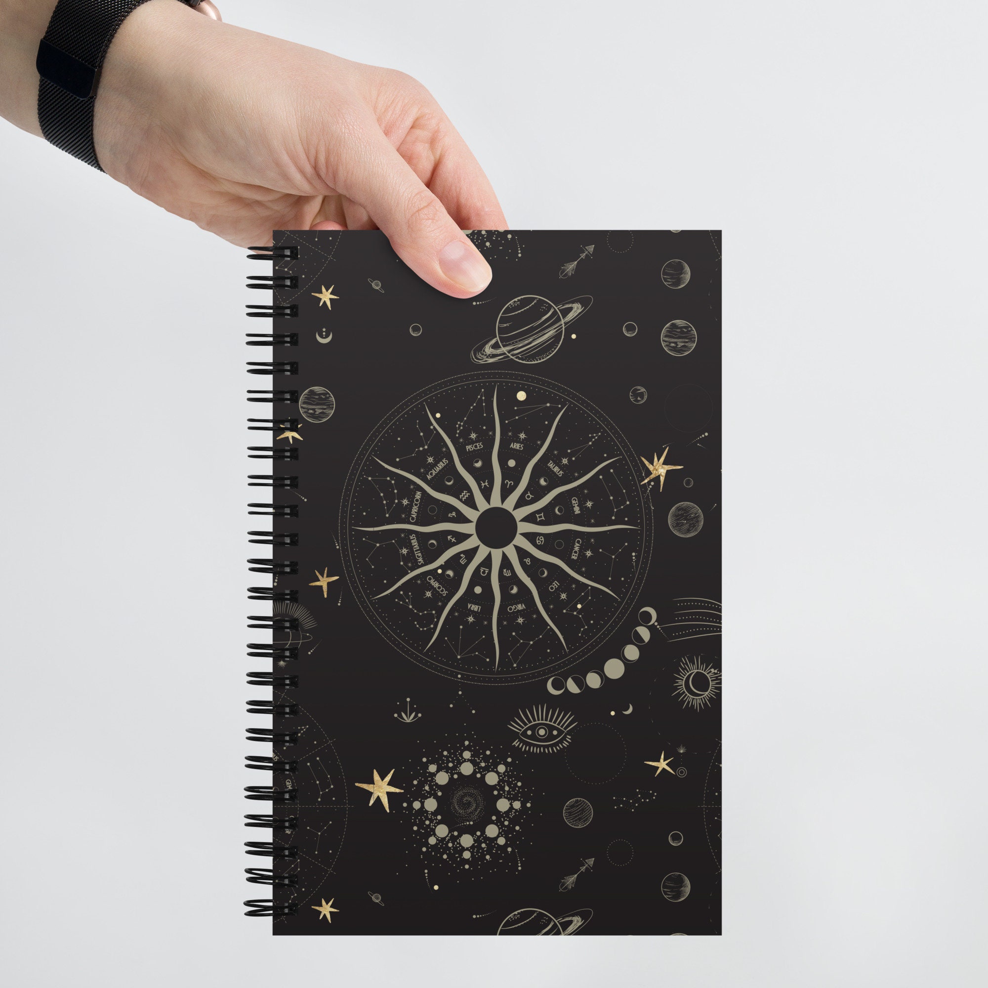 Celestial Spiral Notebook Black - Etsy
