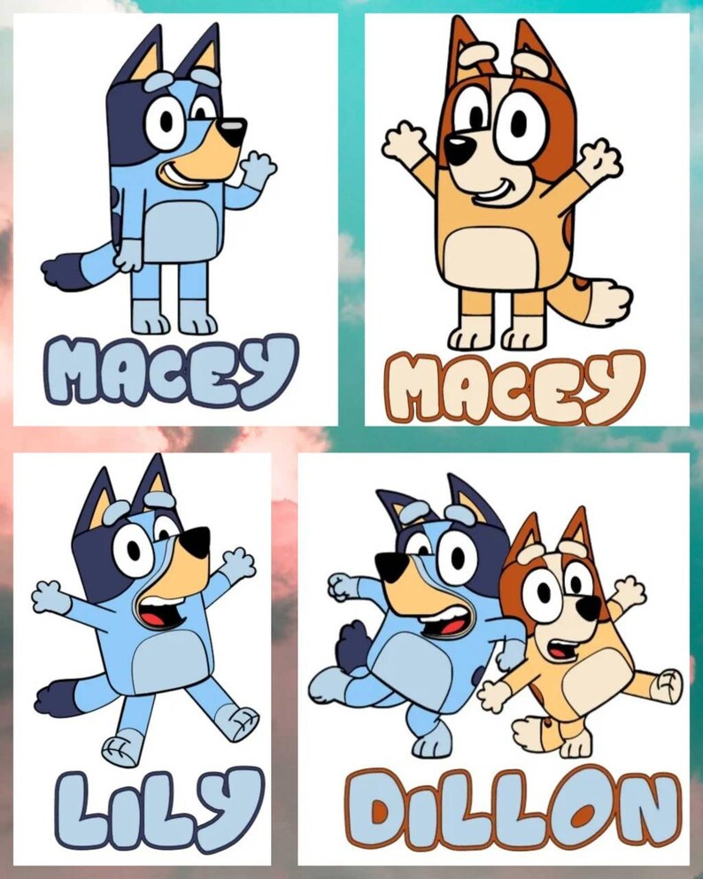 Bluey and Bingo Cbeebies Character Personalised Decal Name - Etsy Australia