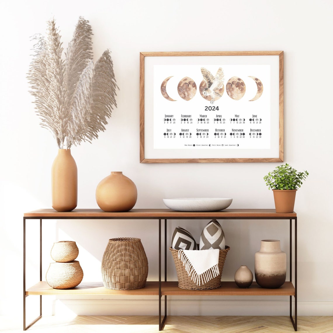 Moon Phases 2024, Lunar Calendar, Moon Calendar, Moon Phase Chart, Owl ...