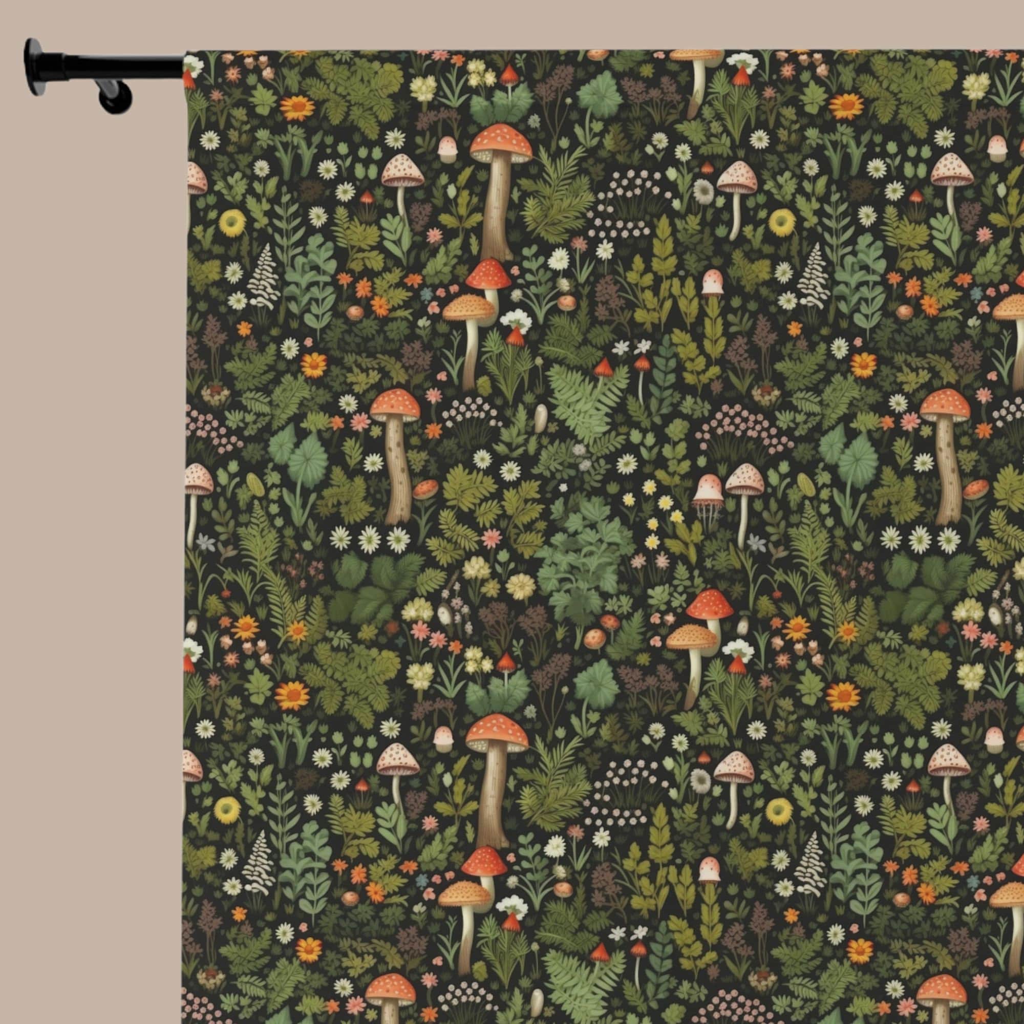 Woodland Window Curtains, Mushroom Curtains, Whimsical Forest Curtains ...