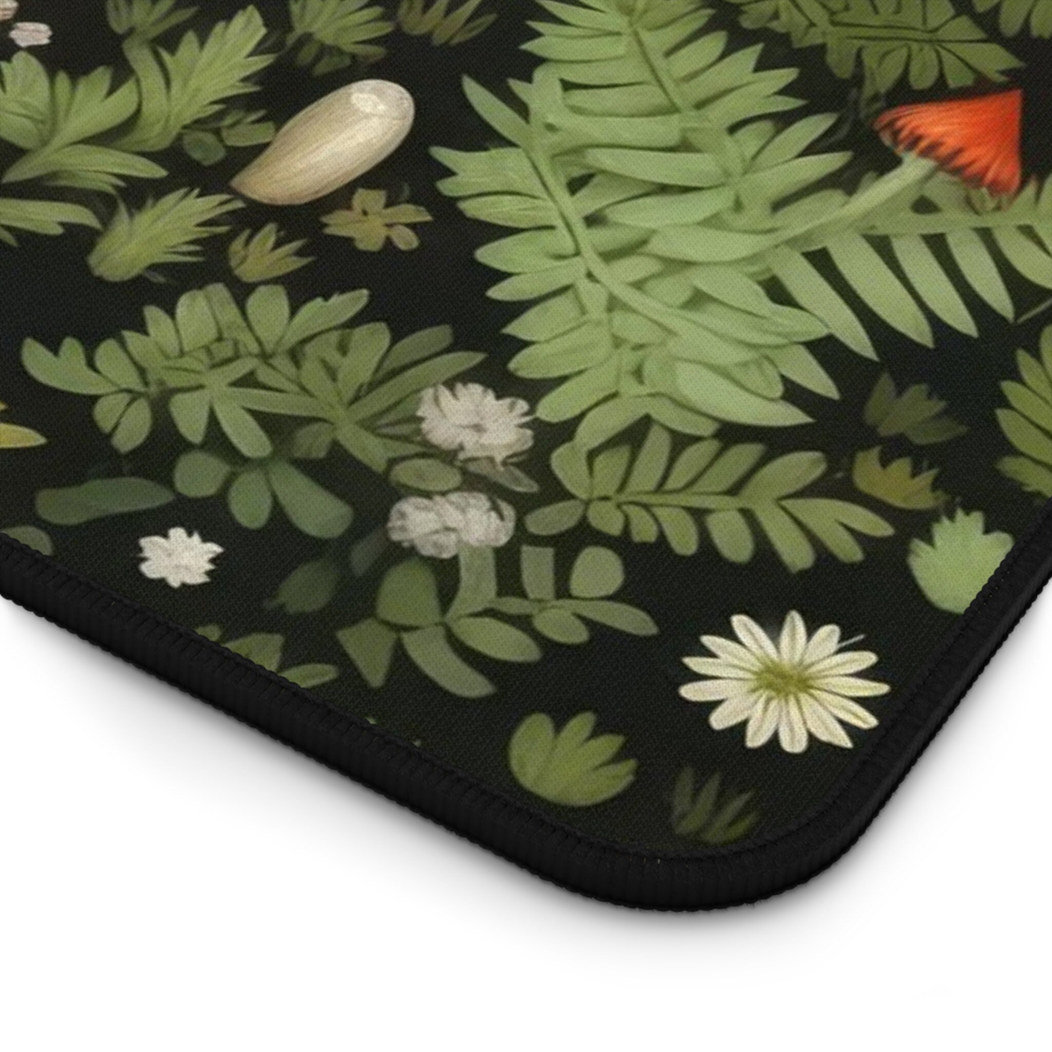 Mushroom Desk Mat, Botanical Desk Mat, Dark Floral Office Decor, Nature ...