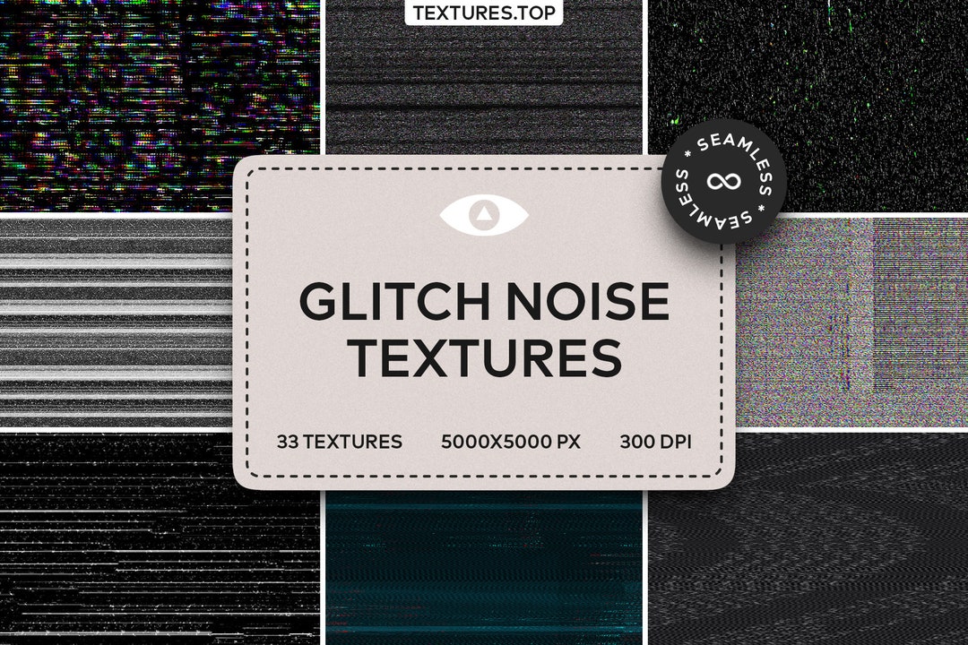 Seamless Glitch Noise Digital Textures, Background Pattern Collection, Instant Download ...