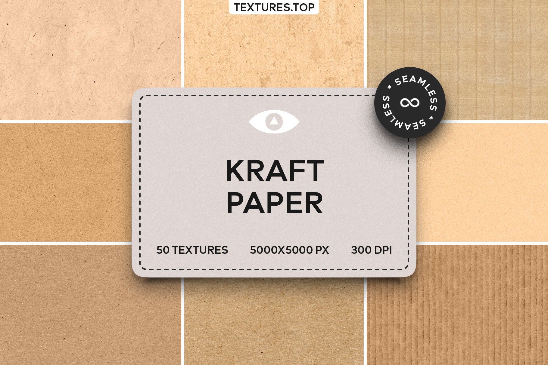 Seamless Kraft Digital Paper Textures, Background Pattern Collection ...