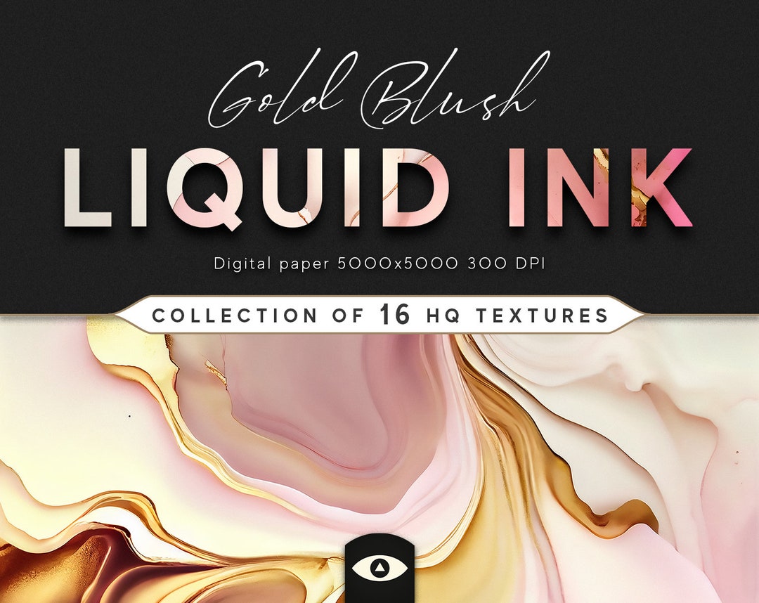 Gold Blush Liquid Ink Digital Textures, Background Pattern Collection ...