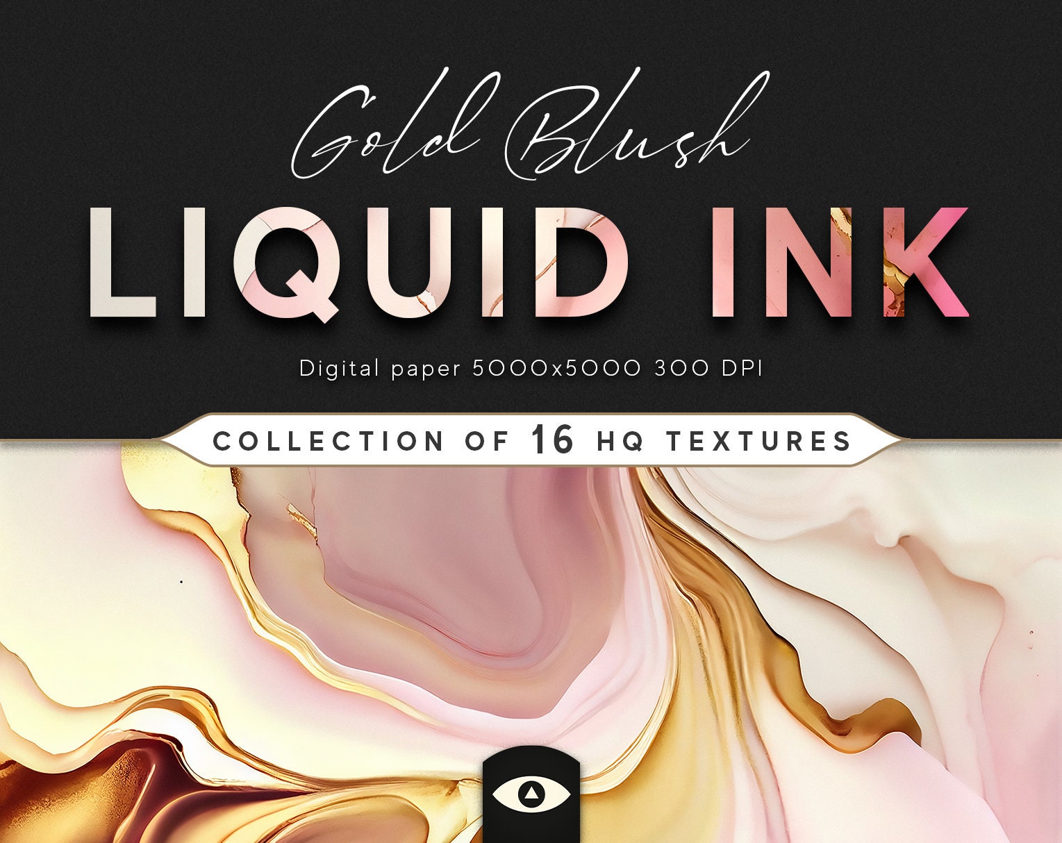Gold Blush Liquid Ink Digital Textures, Background Pattern Collection ...