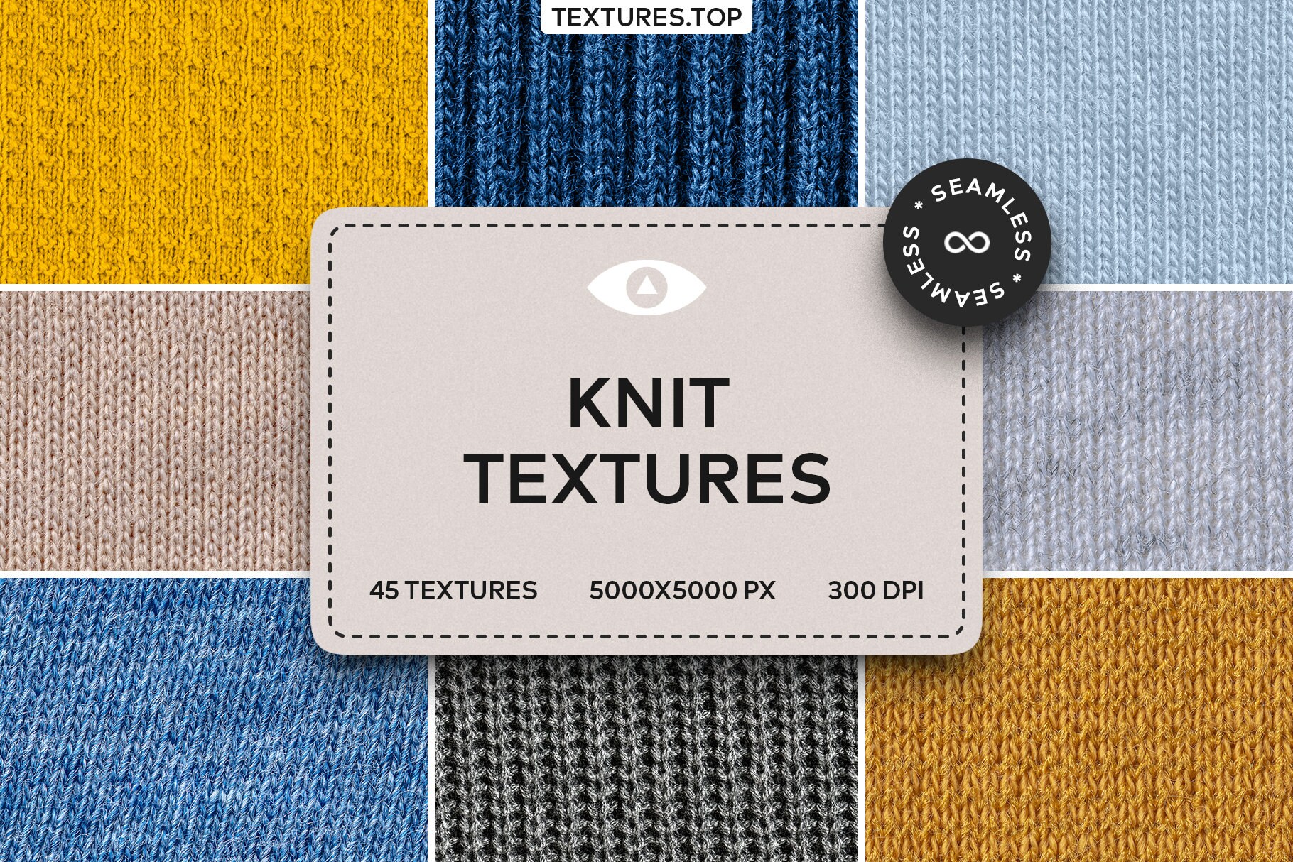 Seamless Knit Digital Textures, Background Pattern Collection, Instant ...