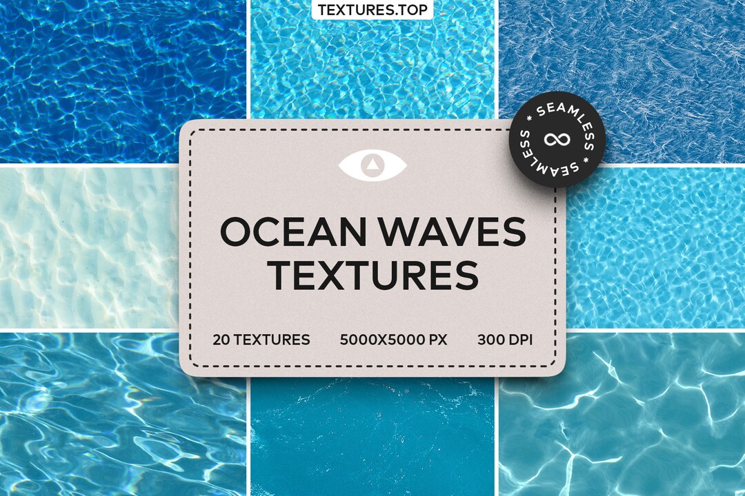 Seamless Ocean Waves Digital Textures, Background Pattern Collection ...