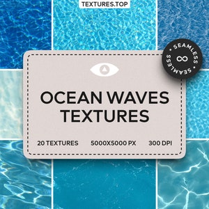 Seamless Ocean Waves Digital Textures, Background Pattern Collection ...