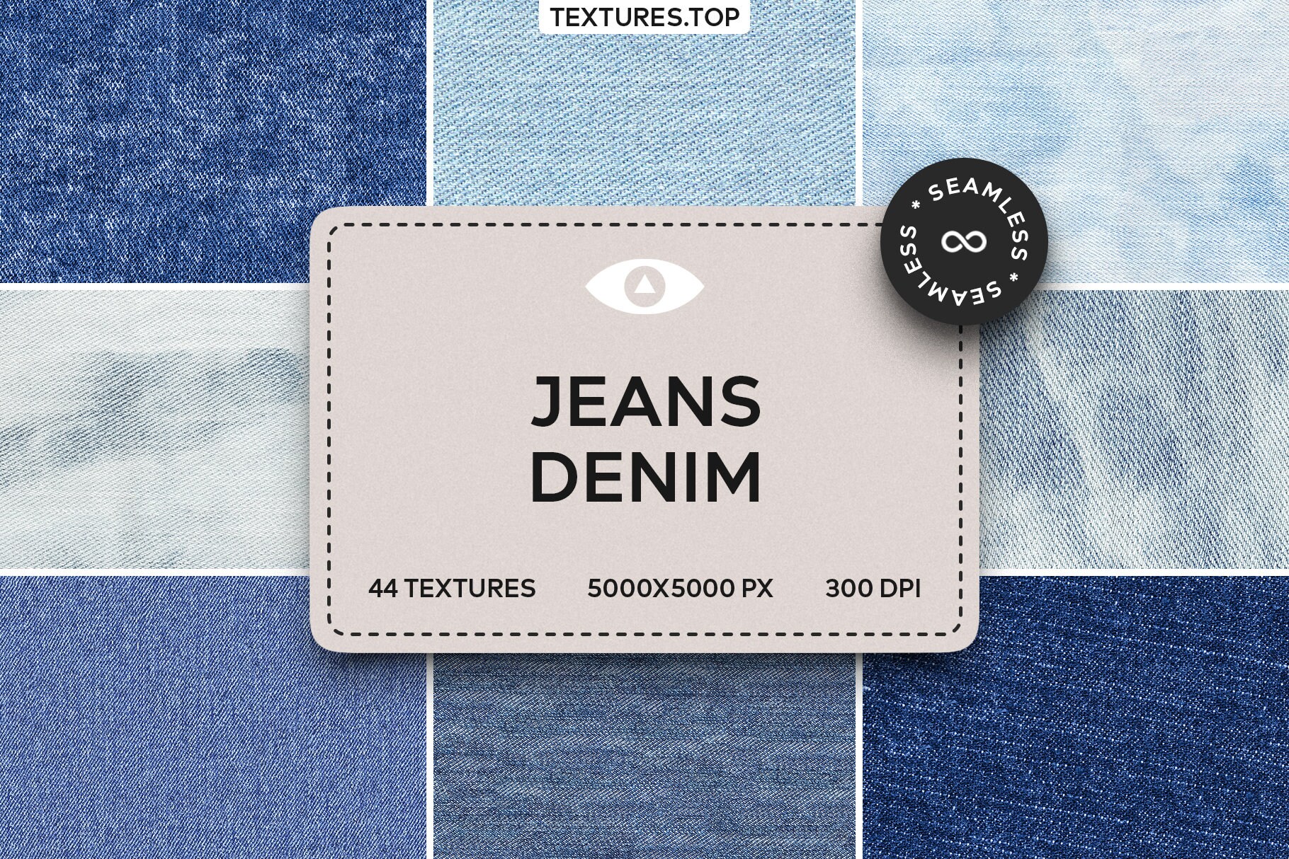 Seamless Jeans Denim Digital Textures, Background Pattern Collection ...
