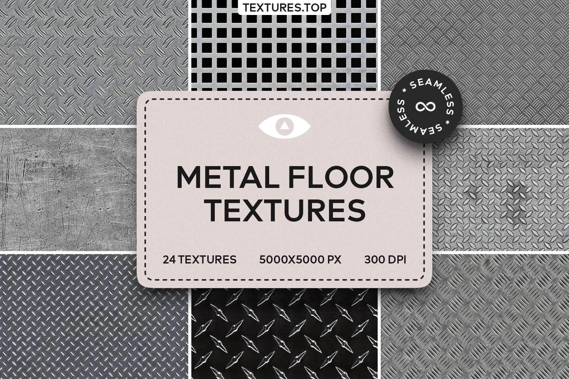 Seamless Metal Floor Digital Textures, Background Pattern Collection ...