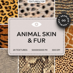 Seamless Animal Skin & Fur Digital Textures, Background Pattern ...