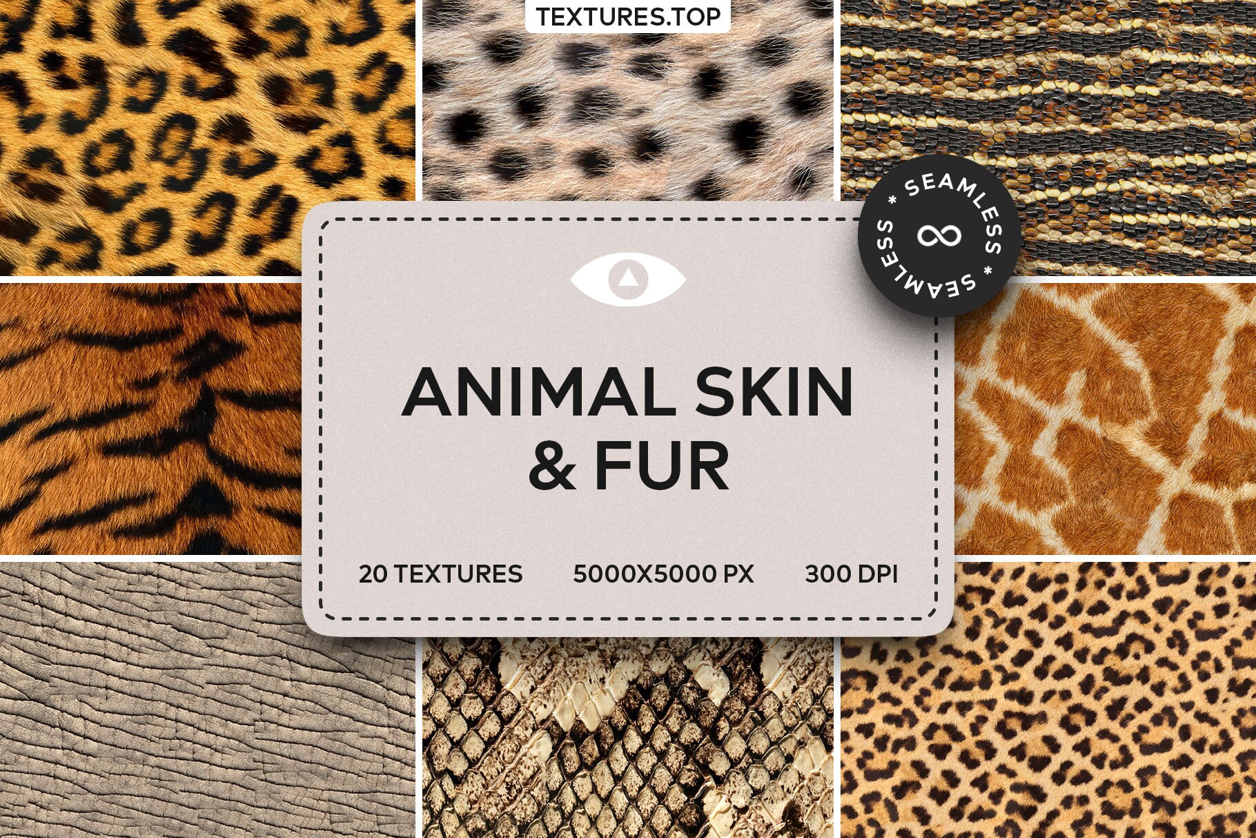 Seamless Animal Skin & Fur Digital Textures, Background Pattern ...