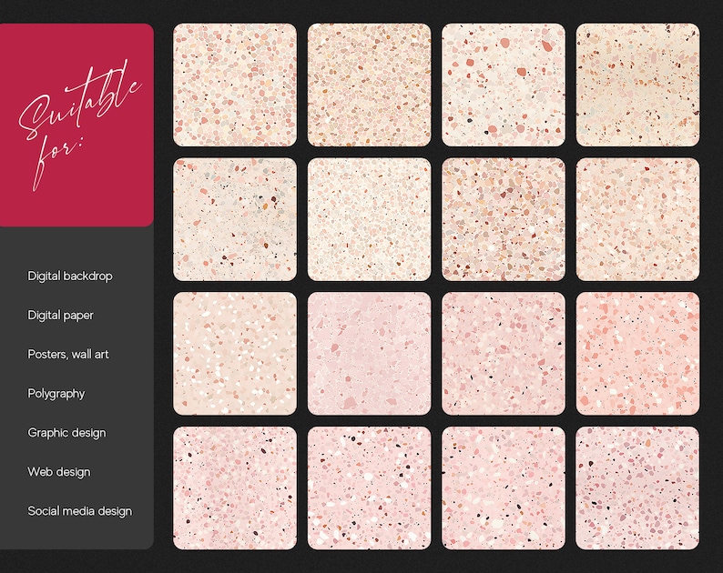 Pastel Colors Terrazzo Texture Pack, Chic and Modern Digital ...