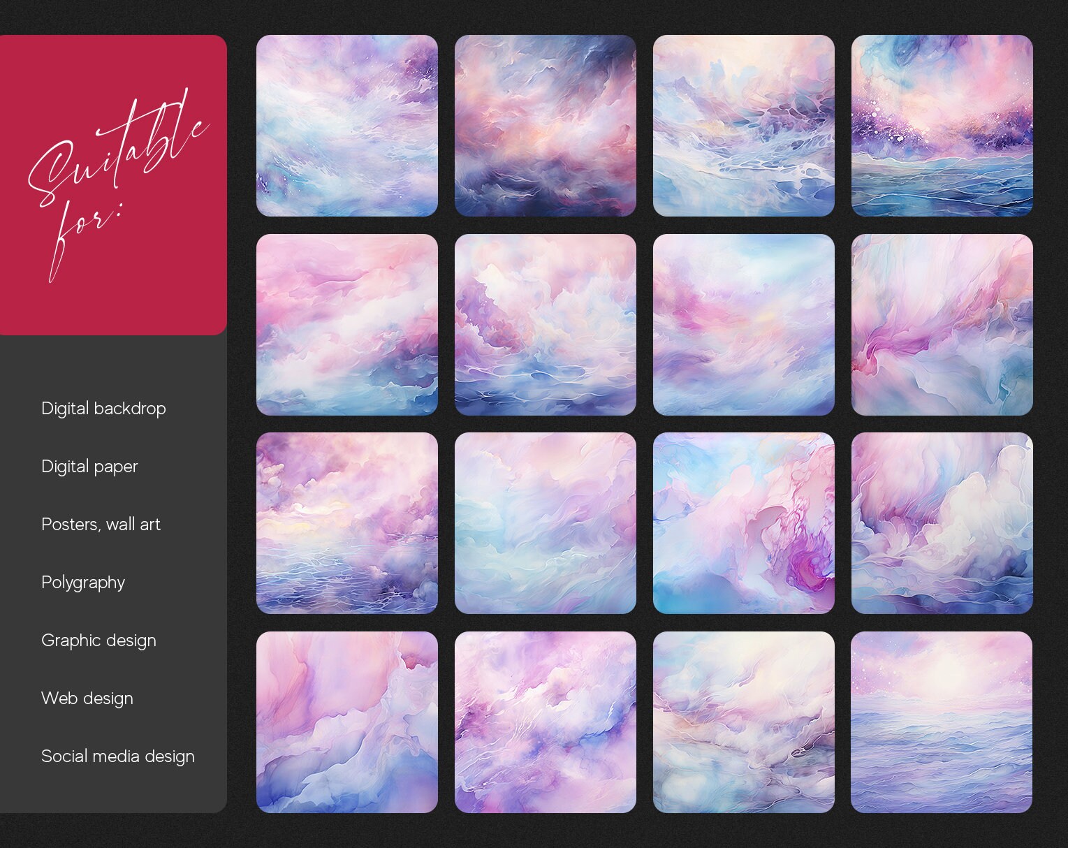 Aesthetic Watercolor Dreams Digital Textures, Background Pattern ...