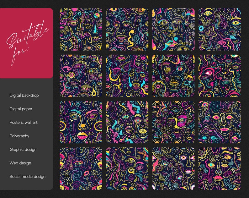 Psy Neon Arthouse Seamless Texture Pack: Illuminate Your Projects With ...