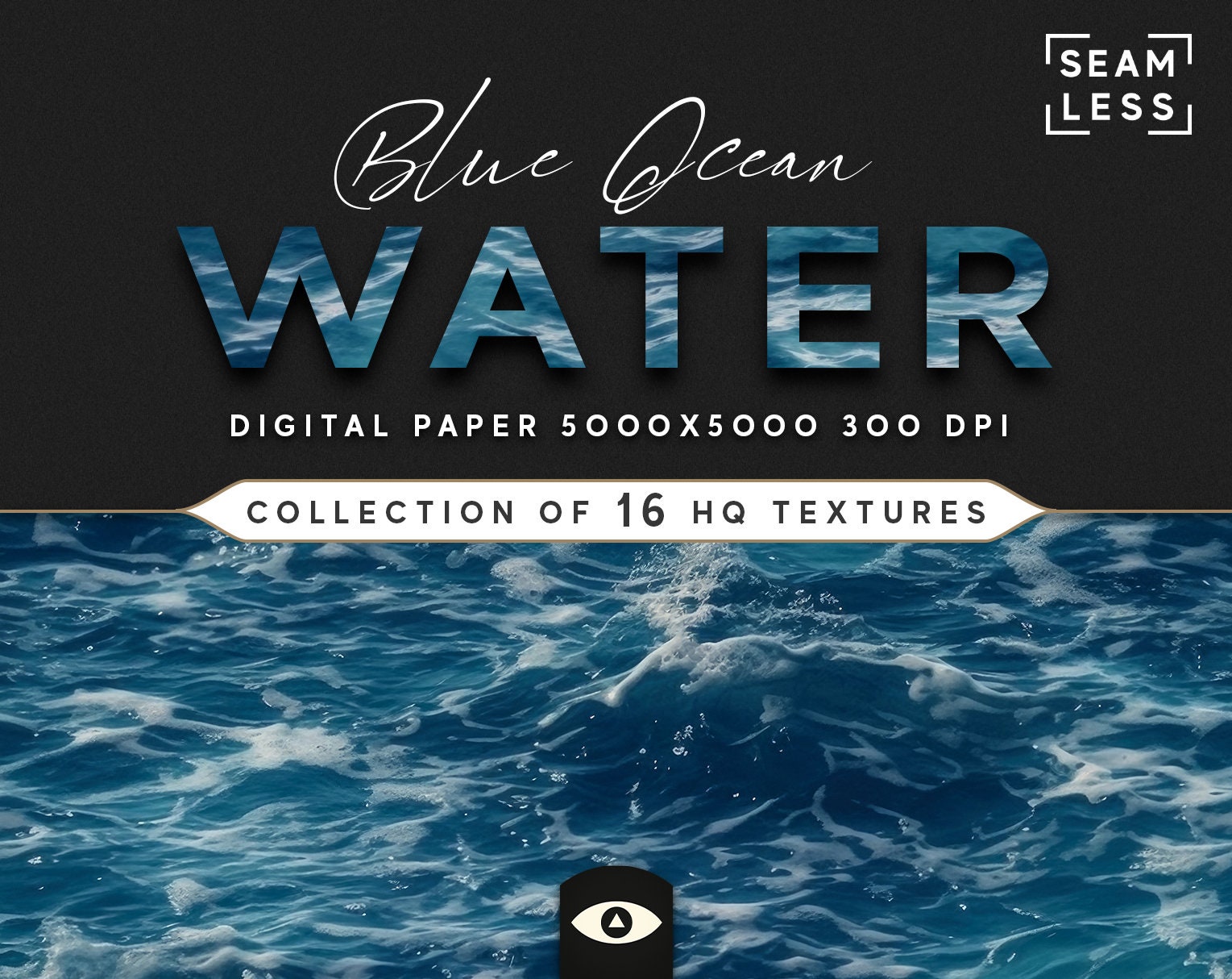 Seamless Blue Ocean Water Digital Textures, Background Pattern ...