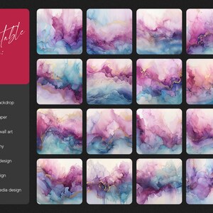 Liquid Ink Blue-purple Digital Textures, Background Pattern Collection ...