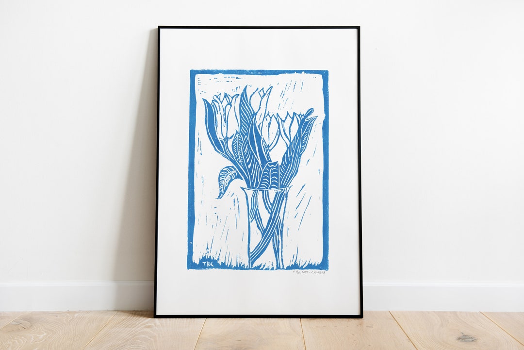 Dutch Tulips High-quality Digital Linocut Print, Floral Linocut ...