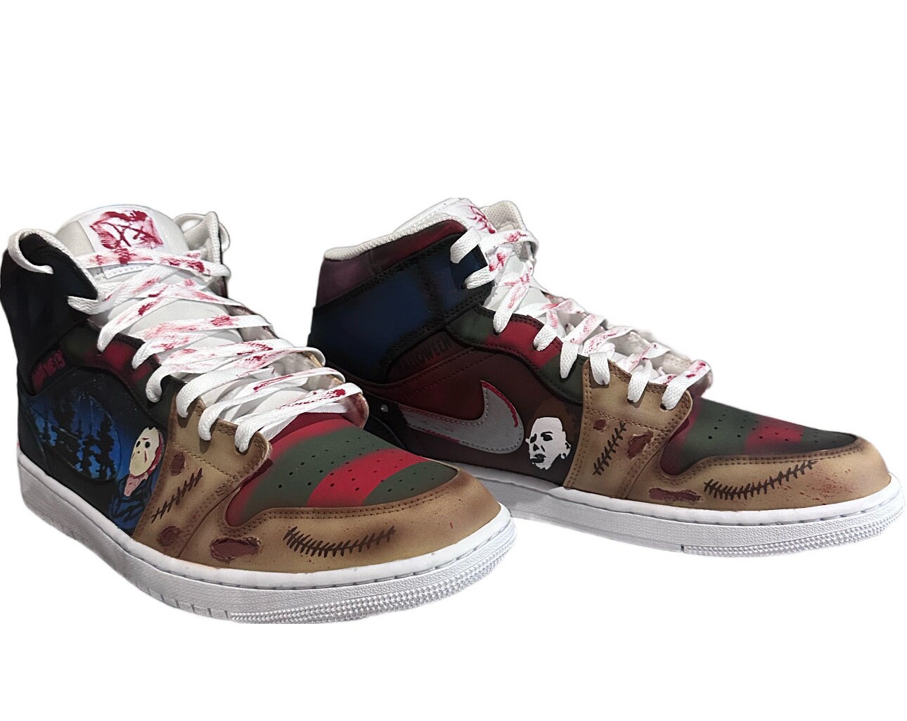 Custom Hand Painted Jordan 1 Mid Horror Themed - Etsy