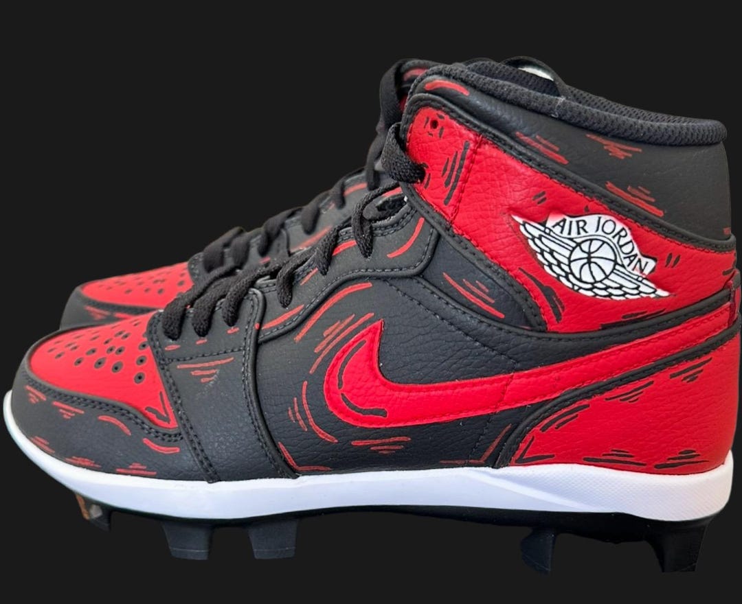 Custom Hand Painted Jordan 1 Baseball and Softball Cleats - Etsy
