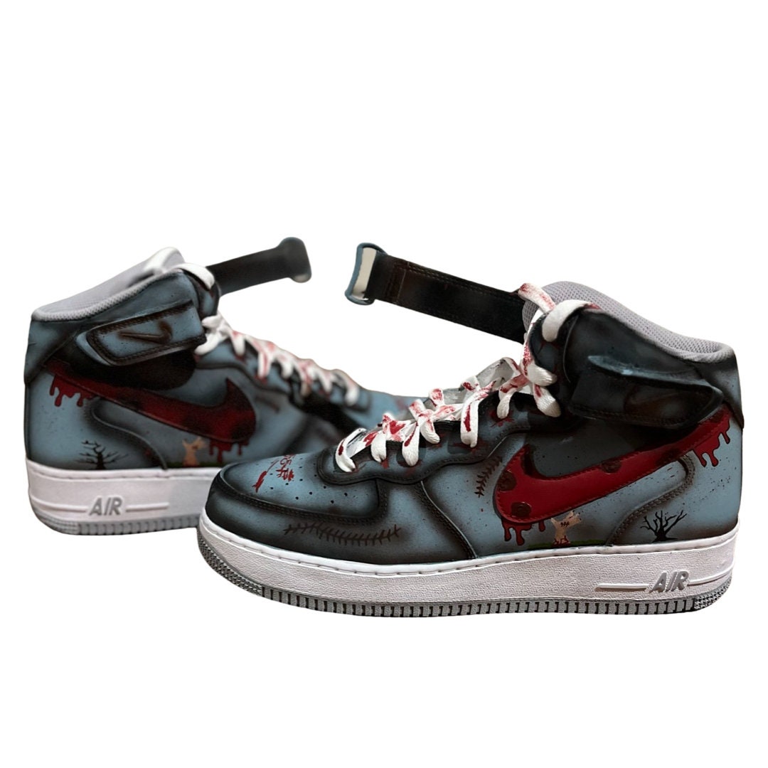 Custom Hand Painted AF1 Mid Tops Zombie Theme - Etsy