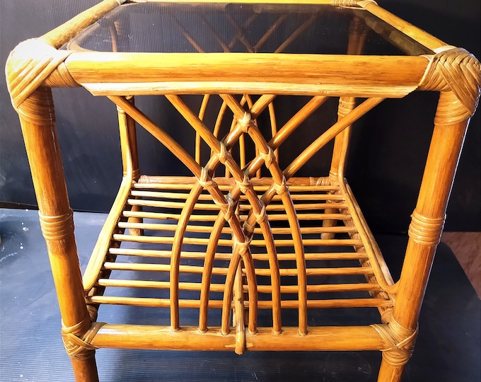 Vintage Bamboo Side Table - Etsy