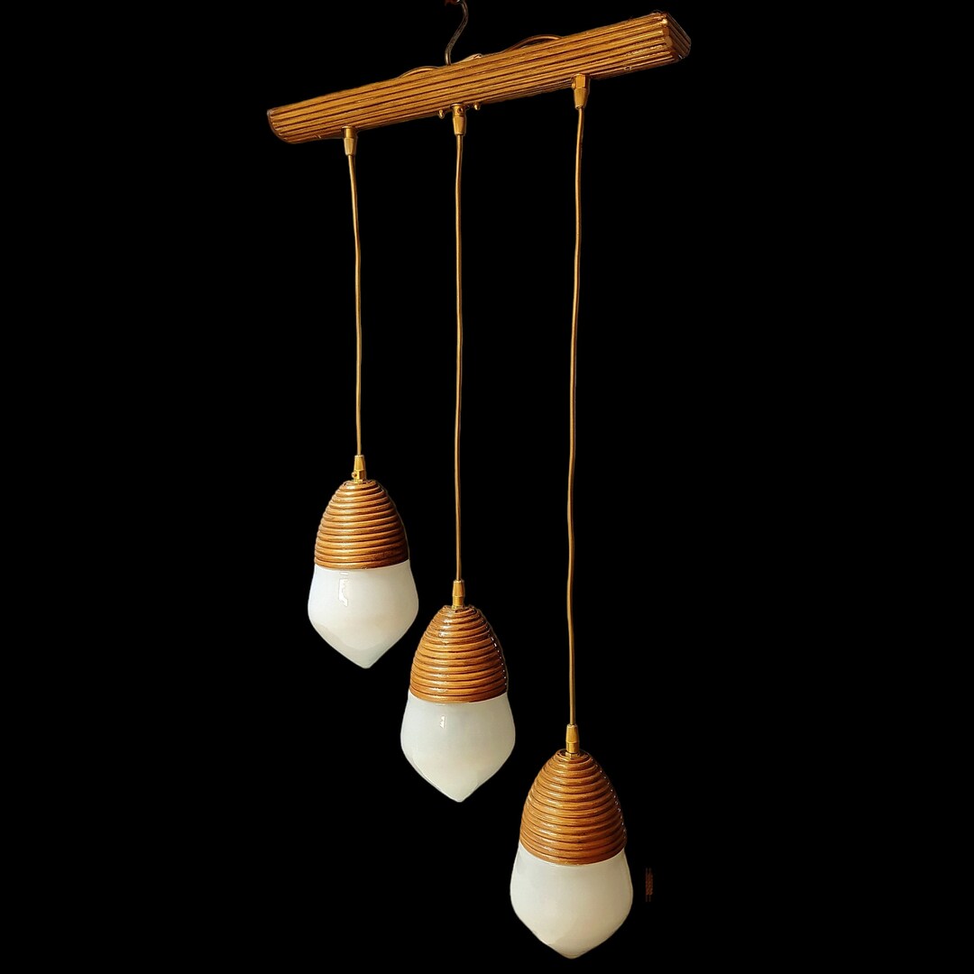 1970's PENCIL REED PENDANT Light - Etsy