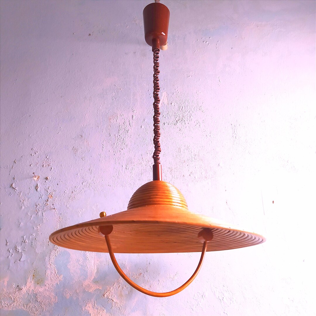 1970's Pencil Reed Pendant Light - Etsy