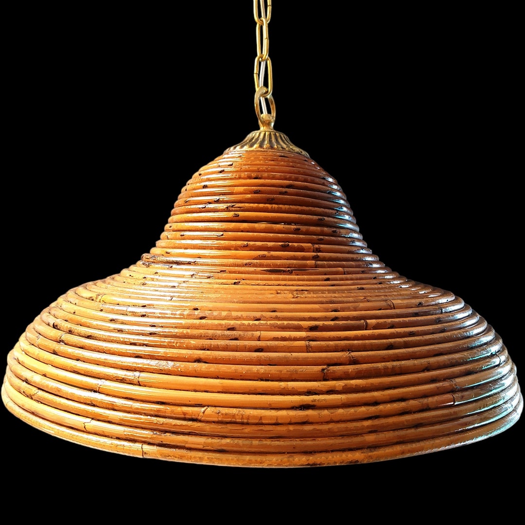 1970's PENCIL REED PENDANT Light - Etsy