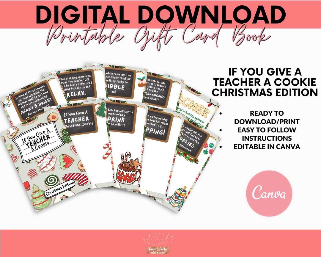 If You Give A Teacher A Cookie , Christmas Edition, Printable Gift Card ...