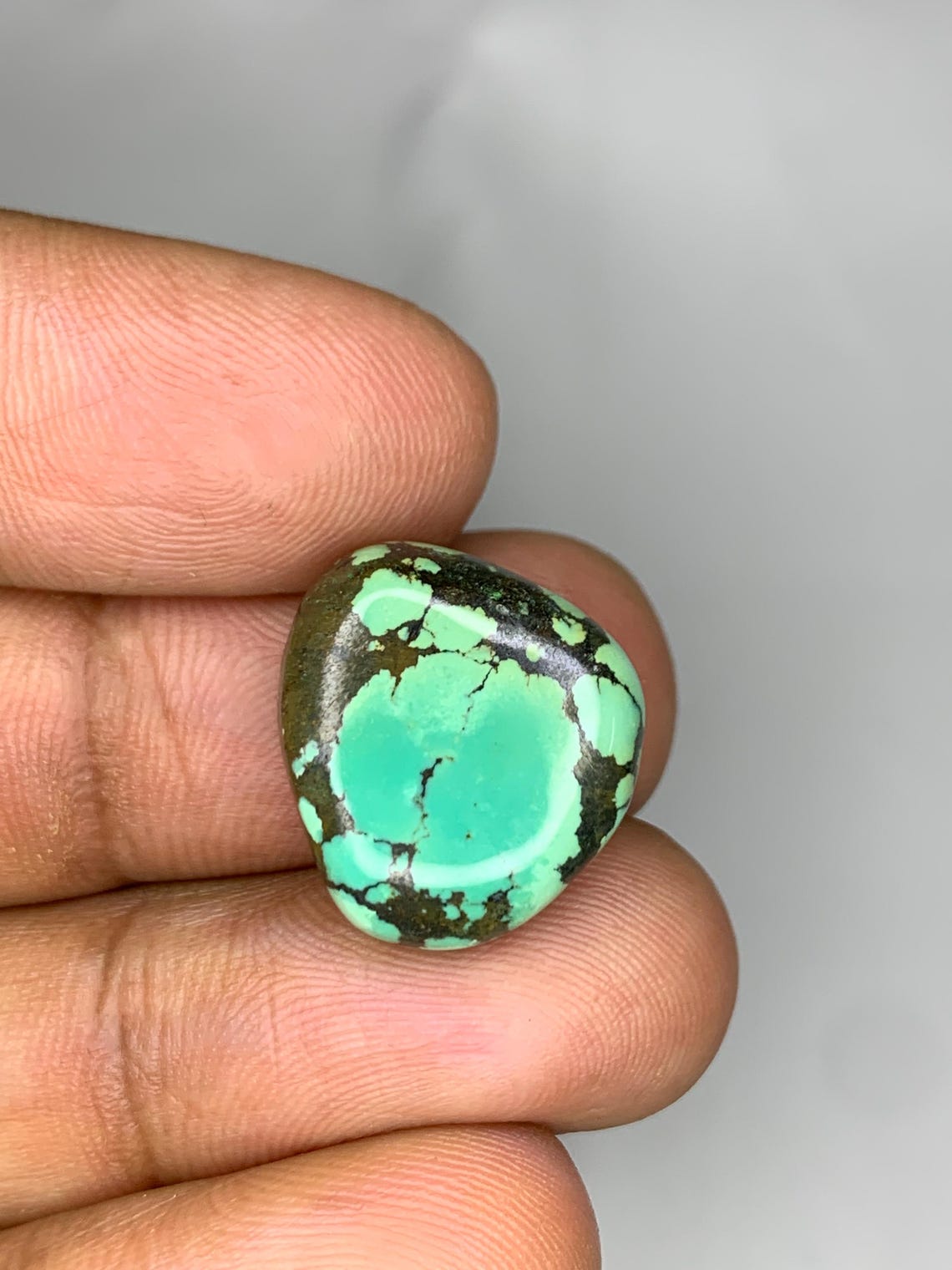 Piedra preciosa turquesa tibetana de Hubei: matriz azul verdosa ...