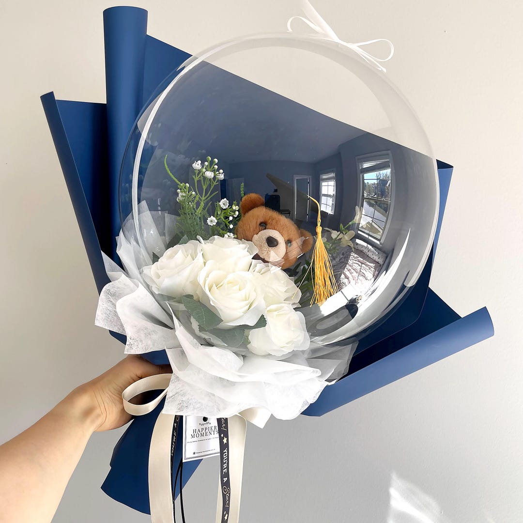 Graduation Teddy Bear Rose Flower Bobo Balloon Bouquet W/ Wrapping ...