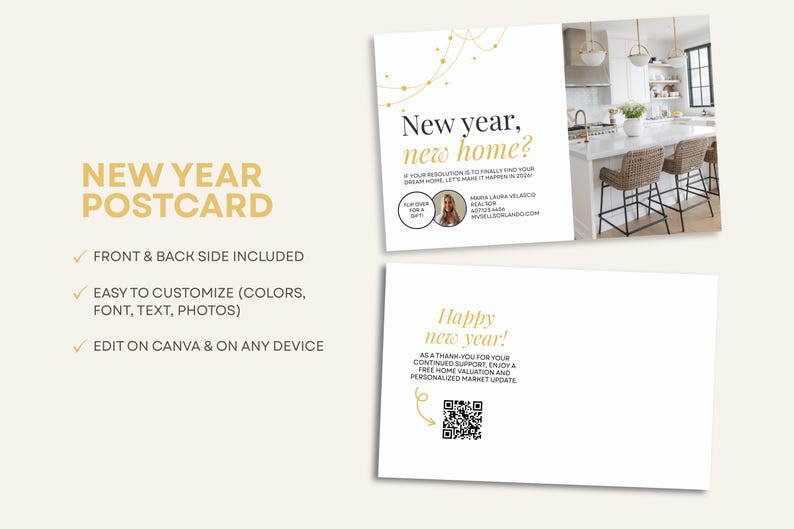 New Year Realtor Postcard Template | Real Estate Agent Marketing Mailer ...