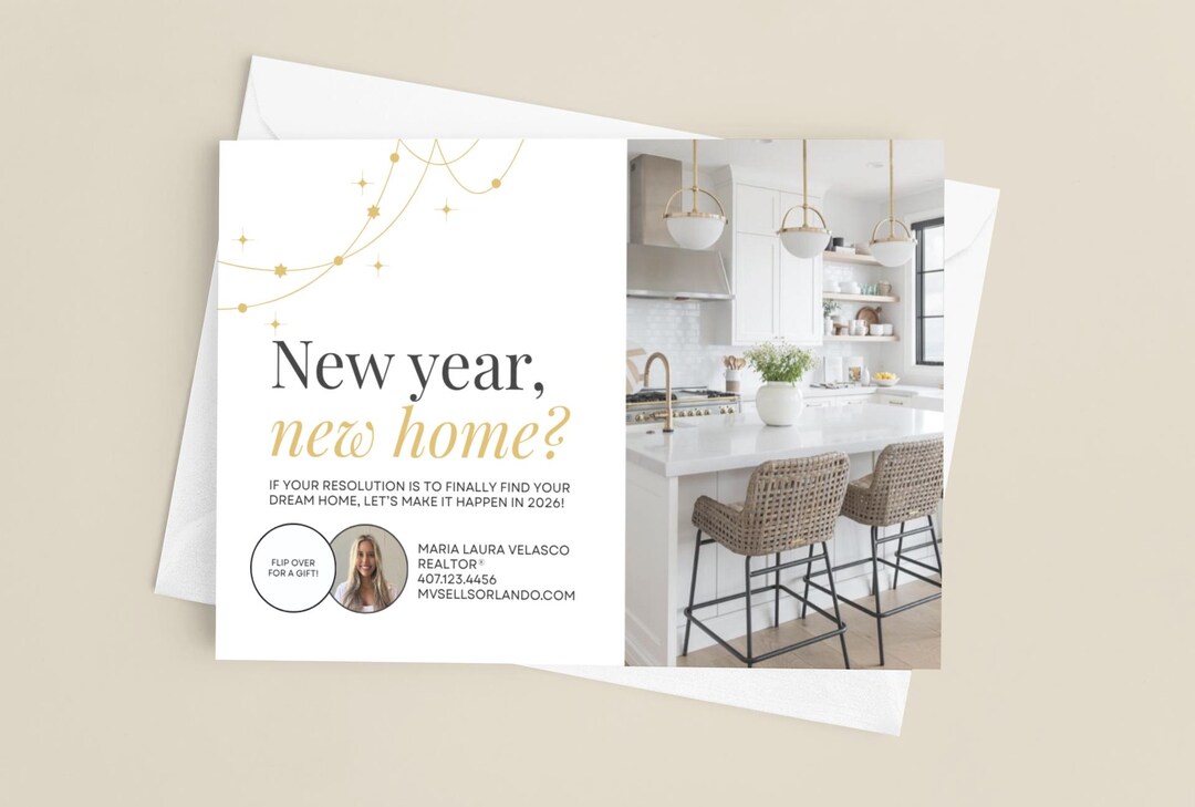 New Year Realtor Postcard Template | Real Estate Agent Marketing Mailer ...