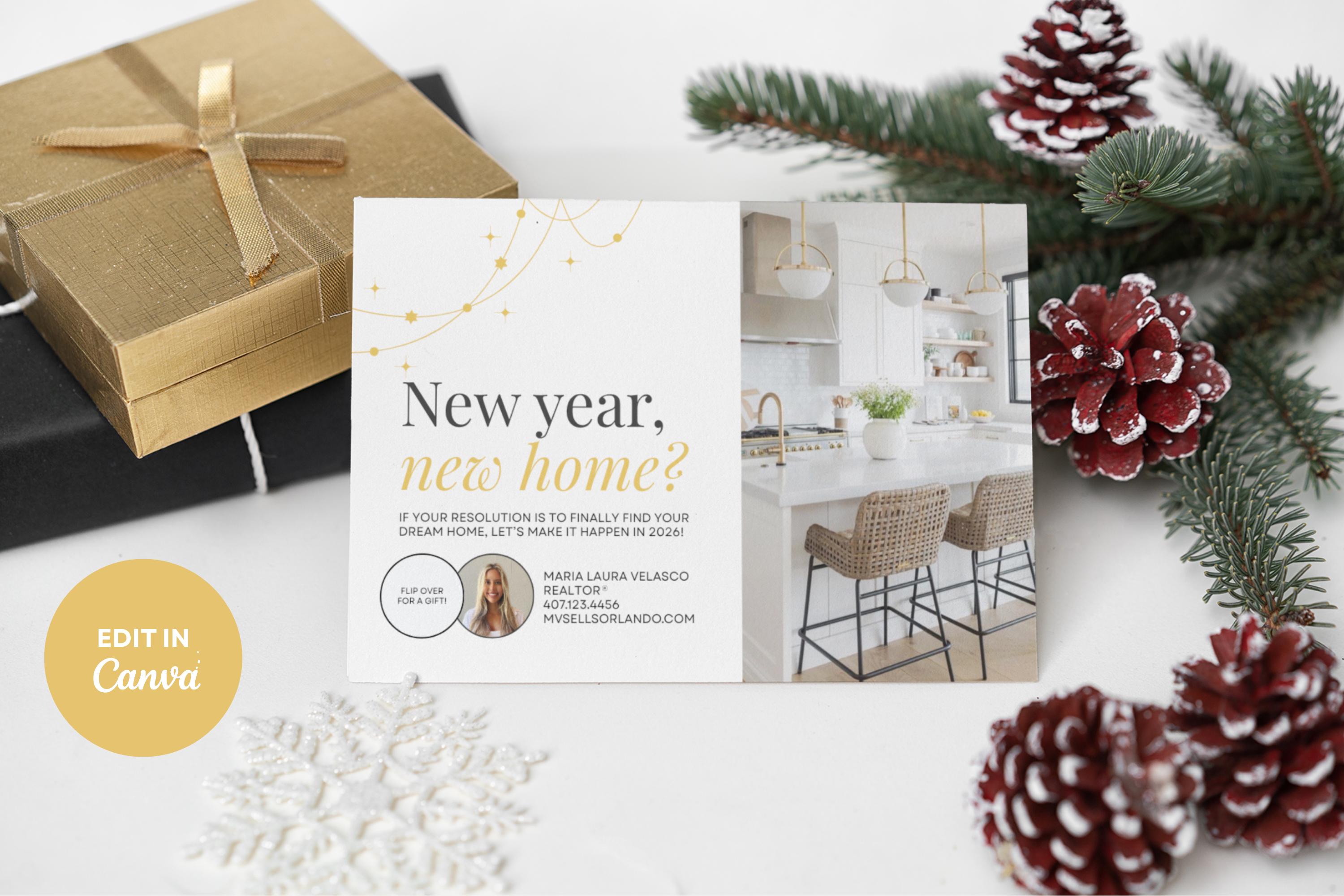 New Year Realtor Postcard Template | Real Estate Agent Marketing Mailer ...