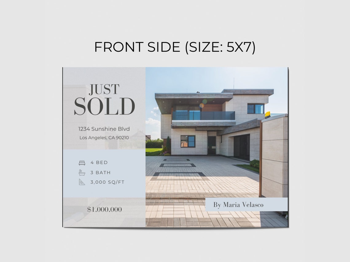 Editable Just Sold/listed Modern Real Estate Postcard for Realtors - Etsy