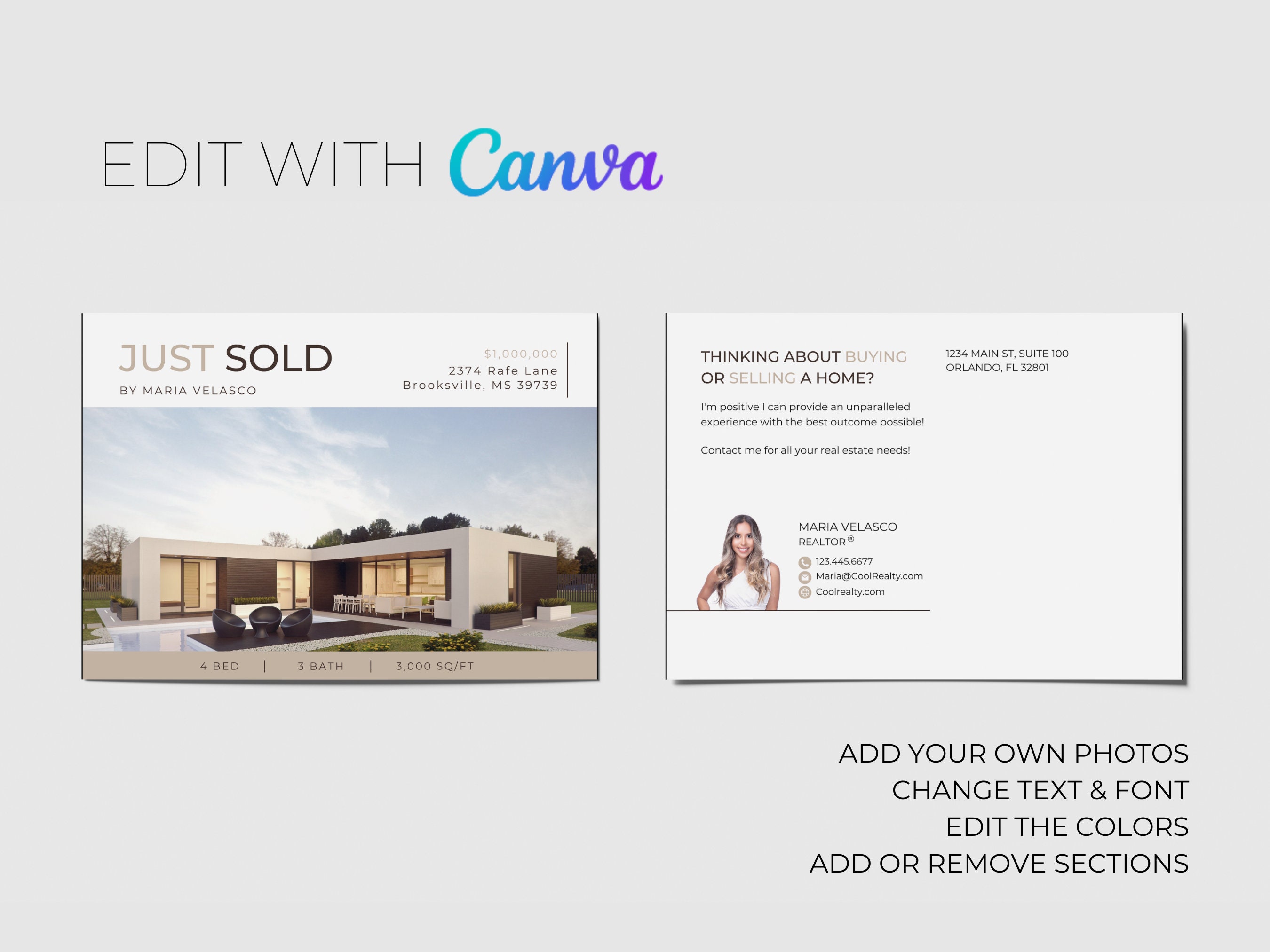 Editable Just Sold/listed Real Estate Postcard - Etsy