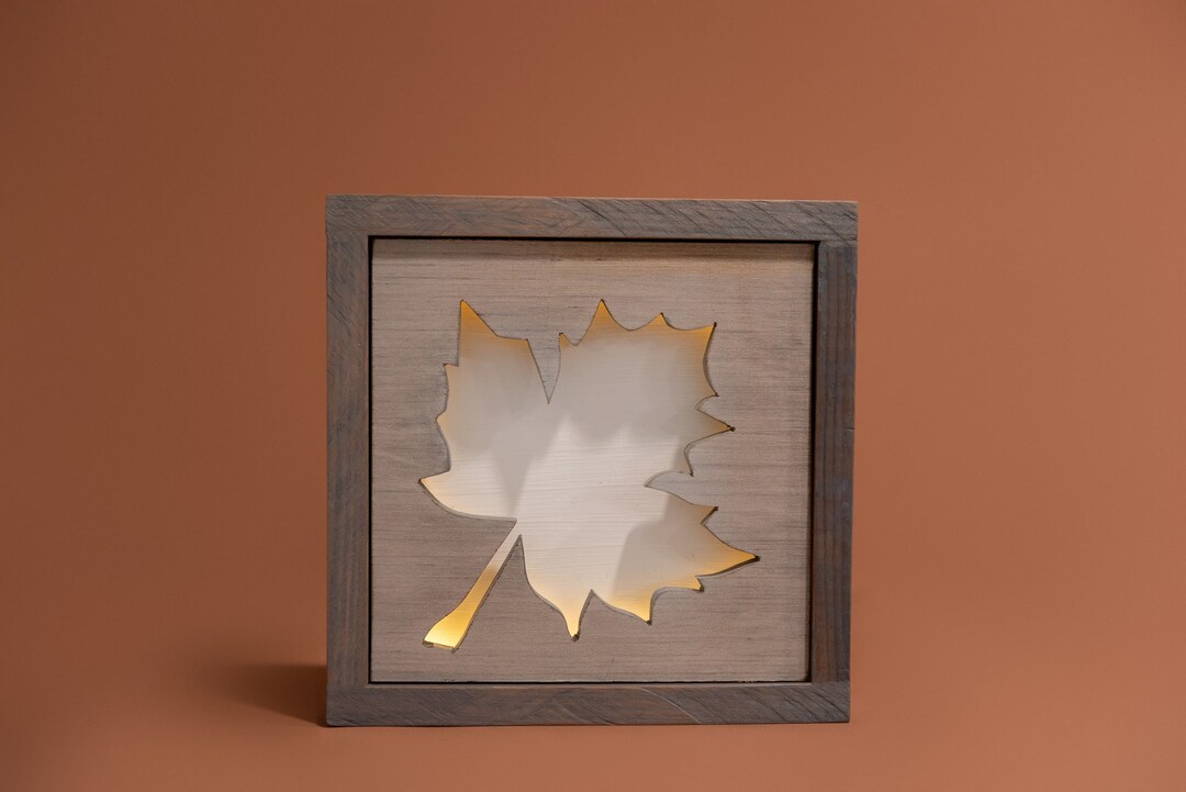 Lit Maple Leaf Wooden Etching - Etsy