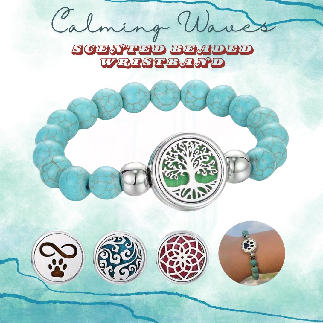 Calming Waves Scented Aromatherapy Beaded Wristband Blissful Relaxing ...